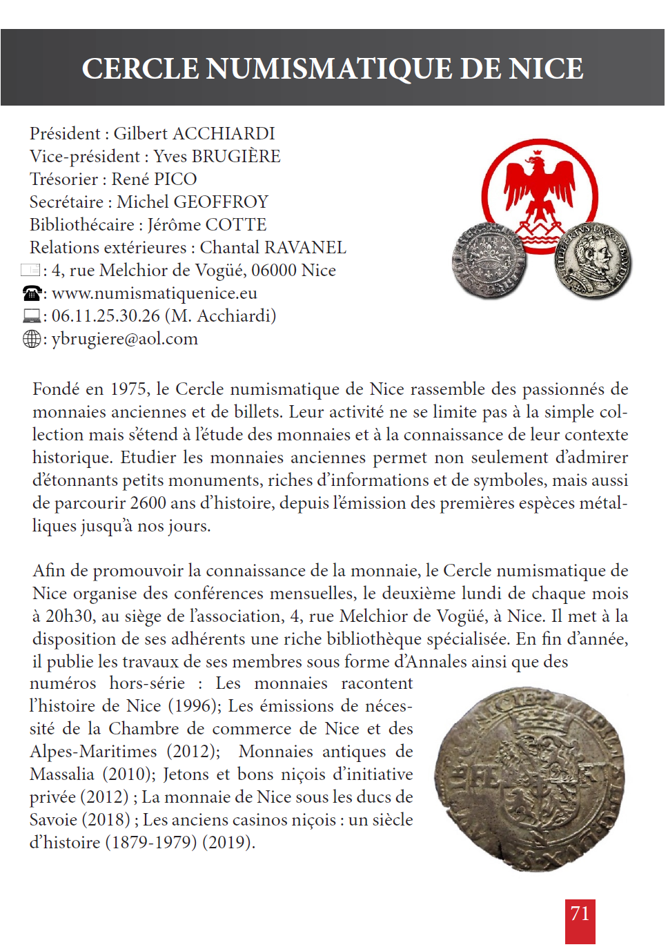 Asso - Cercle Numismatique de Nice - Fédération des Associations du ...